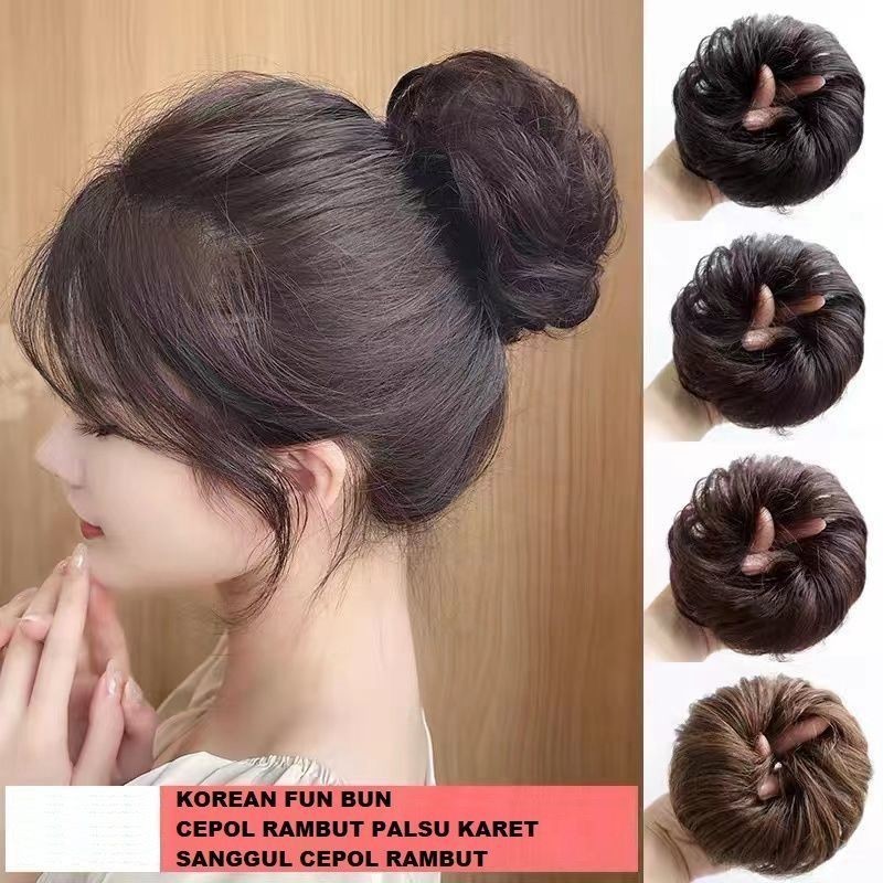Jual Karet Scrunchie / Korean Fun Bun / Cepol Rambut Palsu / Sanggul ...