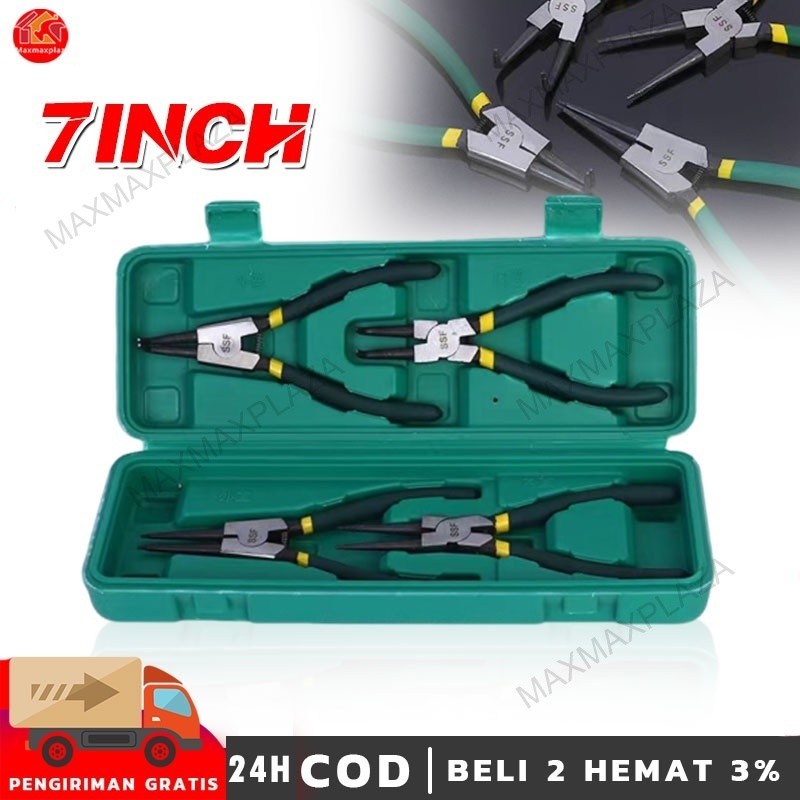 Jual Tang Circlip tang snap ring set 7 Inch 4 pcs Set Tang Circlip ...