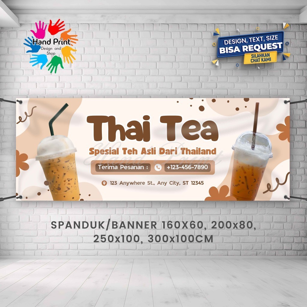 Jual Cetak Spanduk Banner Jualan Thai Tea MMT Spanduk Custom 300x100CM ...