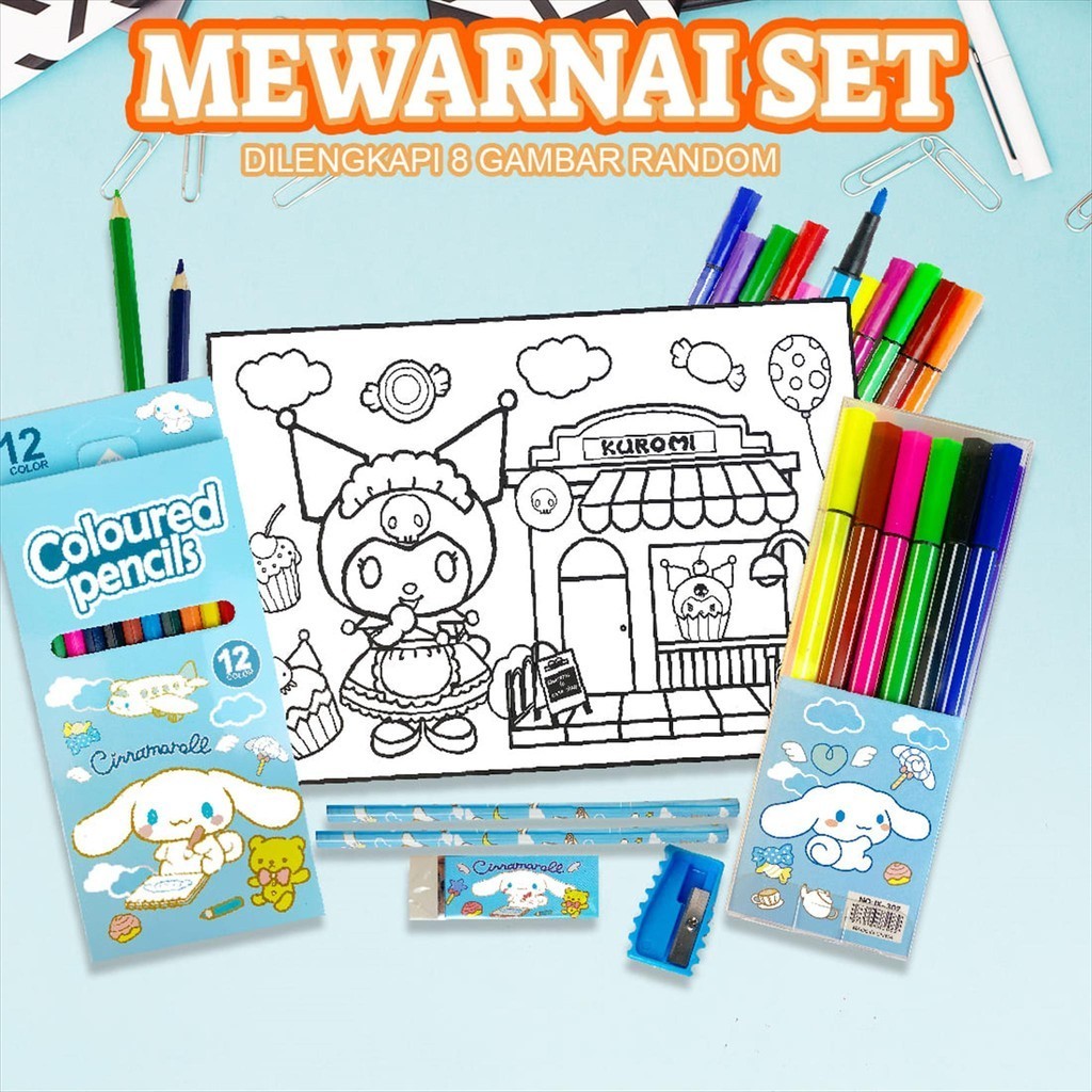 Jual Alat Mewarnai Anak Set/ Kertas Mewarnai Anak Lengkap/ Alat Tulis ...