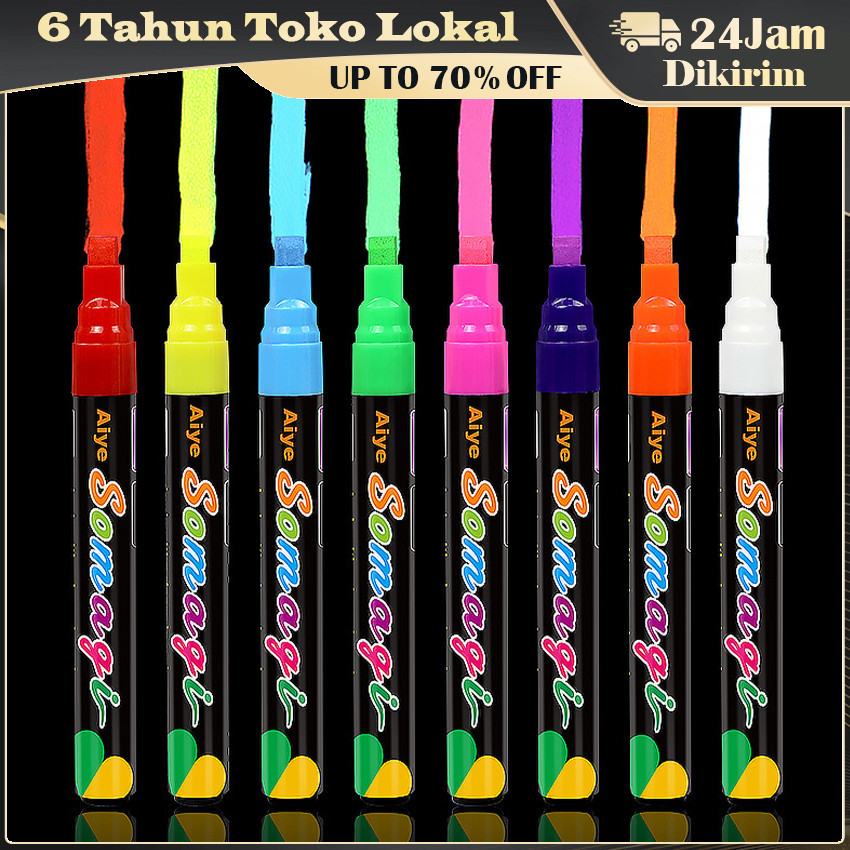 Jual 8Warna/1Set Penyorot Kapur Cair / Spidol Chalk Marker / Spidol Fluorescent untuk Blackboard ...