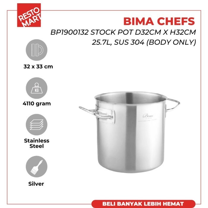 Jual Stock Pot / Panci Sup 25.7 Liter BIMA SS 304 BP1900132 (1013476 ...