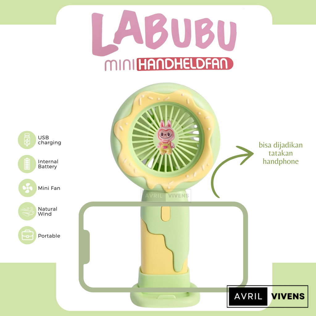 Jual [AVV] Kipas Angin Mini Portable Donat Karakter Labubu Lucu ...