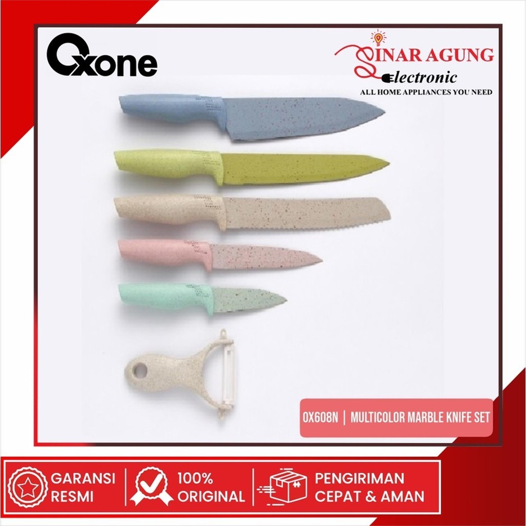 Jual OXONE OX608N / OX-608N MULTI COLOR MARBLE KNIFE SET | Shopee Indonesia