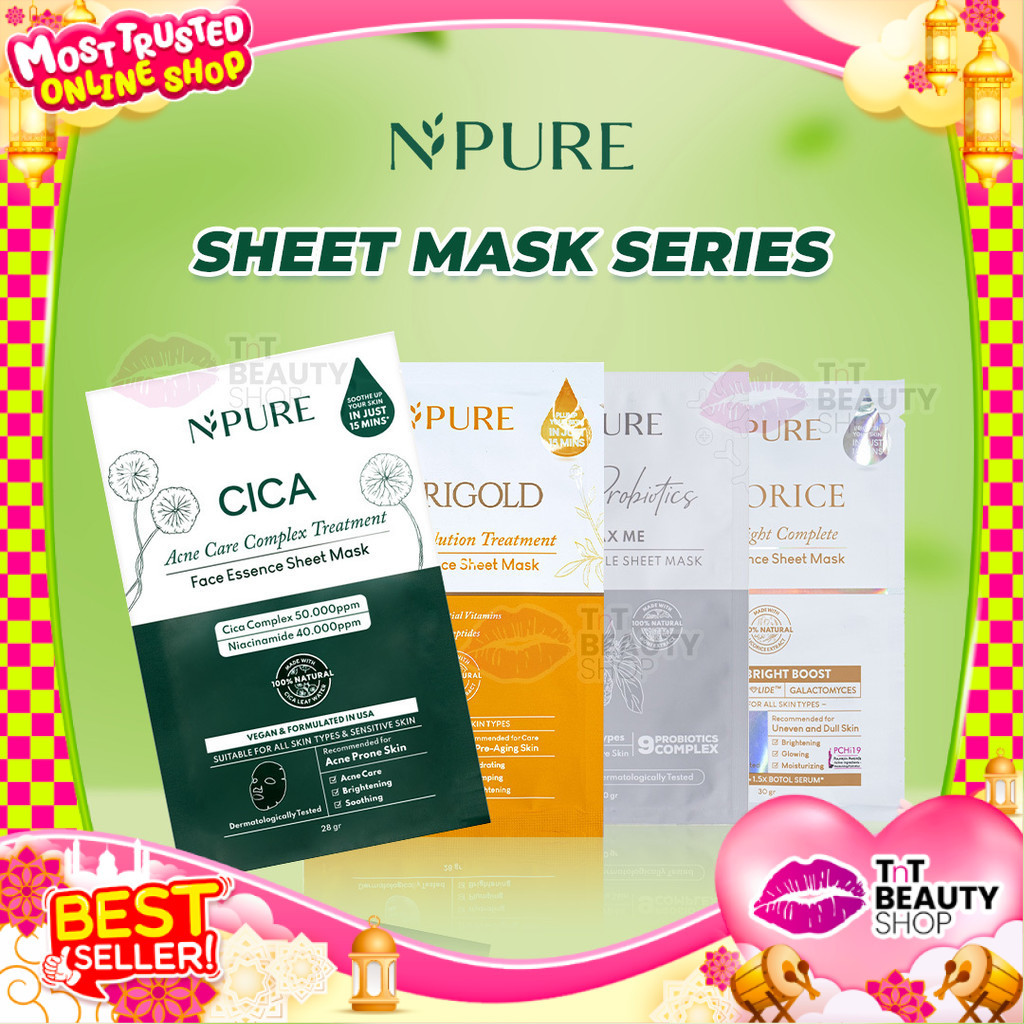 Jual NPURE Sheet Mask Series Centella Asiatica Licorice Noni Prebiotics ...