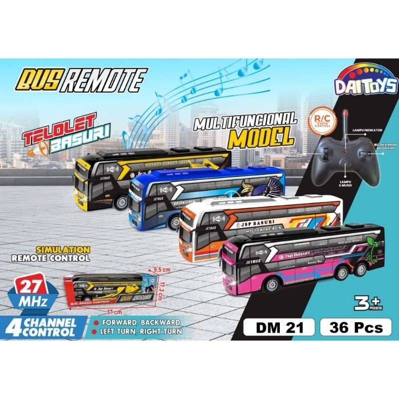 Jual Mainan Anak Mobil RC Bus Basuri Telolet DM.21 // Mainan Mobil ...