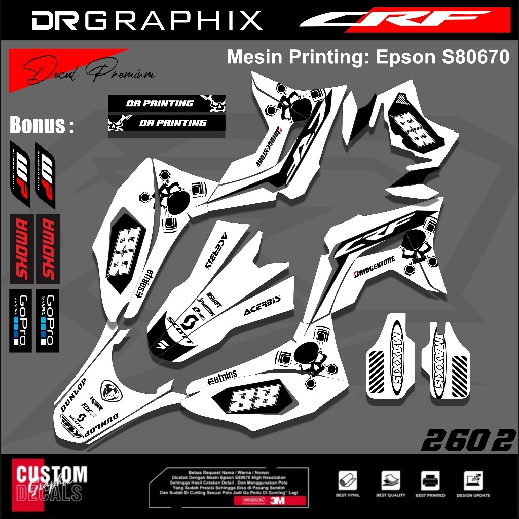 Jual DECAL CRF HITAM PUTIH/STICKER CRF 150 /DECAL CRF SUPERMOTO KEREN ...