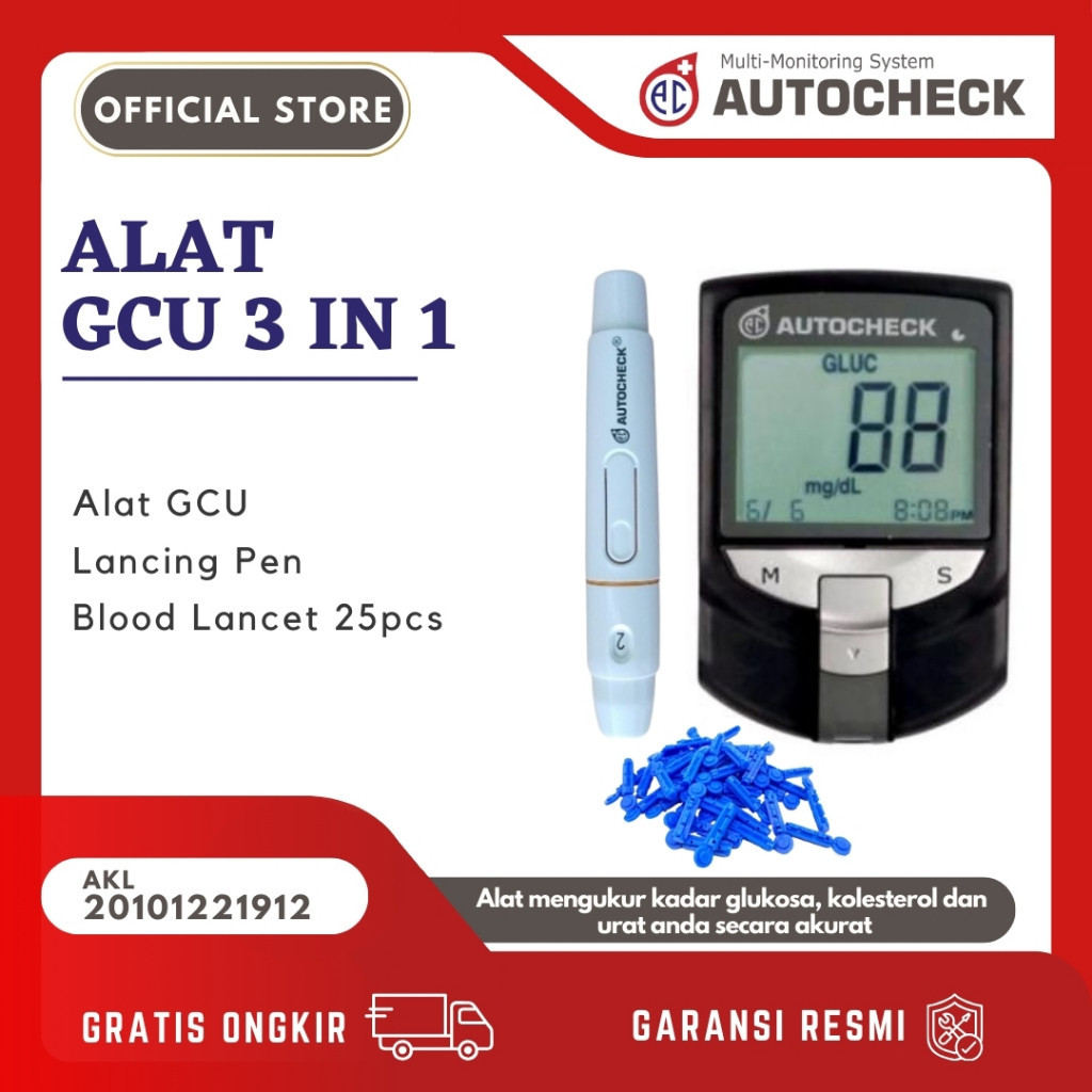 Jual Autocheck Alat GCU 3in1 Monitoring Cek Gula Darah Kolesterol Asam ...