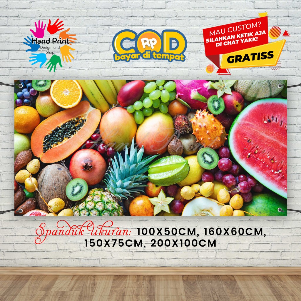 Jual Cetak Spanduk Banner Buah Buahan Polos MMT Spanduk Custom 200x100 ...