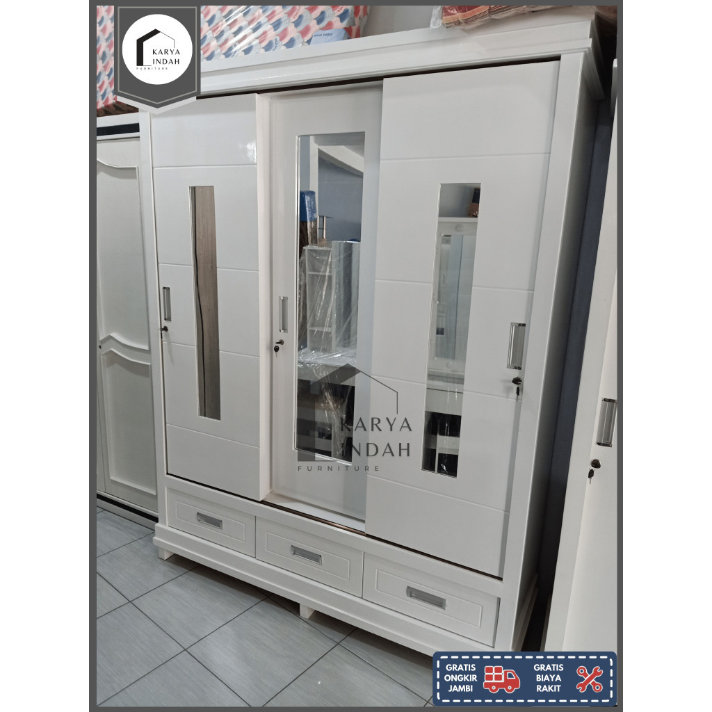 Jual promo Lemari KAYU MULTIPLEK TRIPLEK PLYWOOD Pakaian Baju 3 Pintu ...
