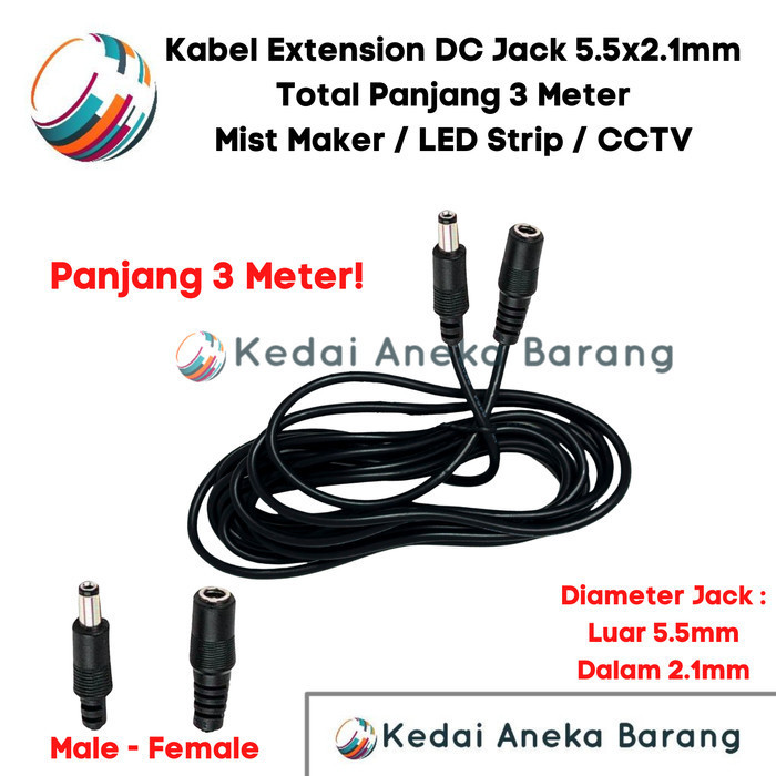 Jual Bonnet Kabel Extension DC Jack Adapter Adaptor CCTV Mist Maker ...