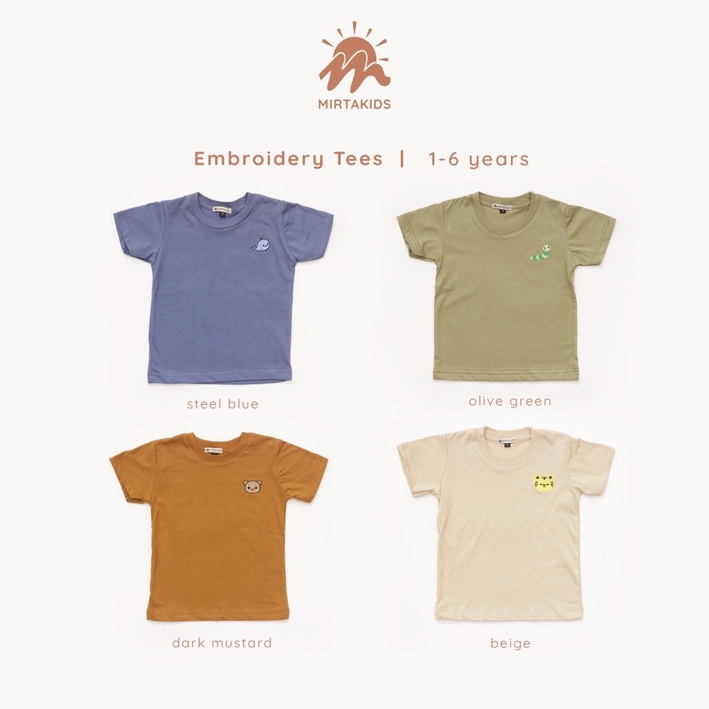 Jual Mirtakids Kaos Polos Anak Bordir Hewan Warna Earth Tone Minimalis 6 Bulan -6 Tahun | Baju ...
