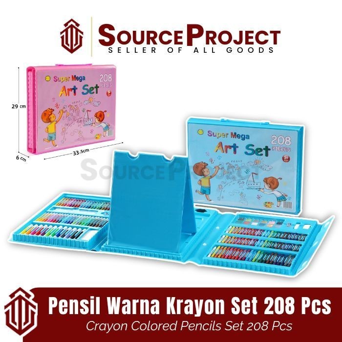 Jual Pensil Warna Crayon Krayon Kerayon Set 208 Pcs Lengkap Alat ...