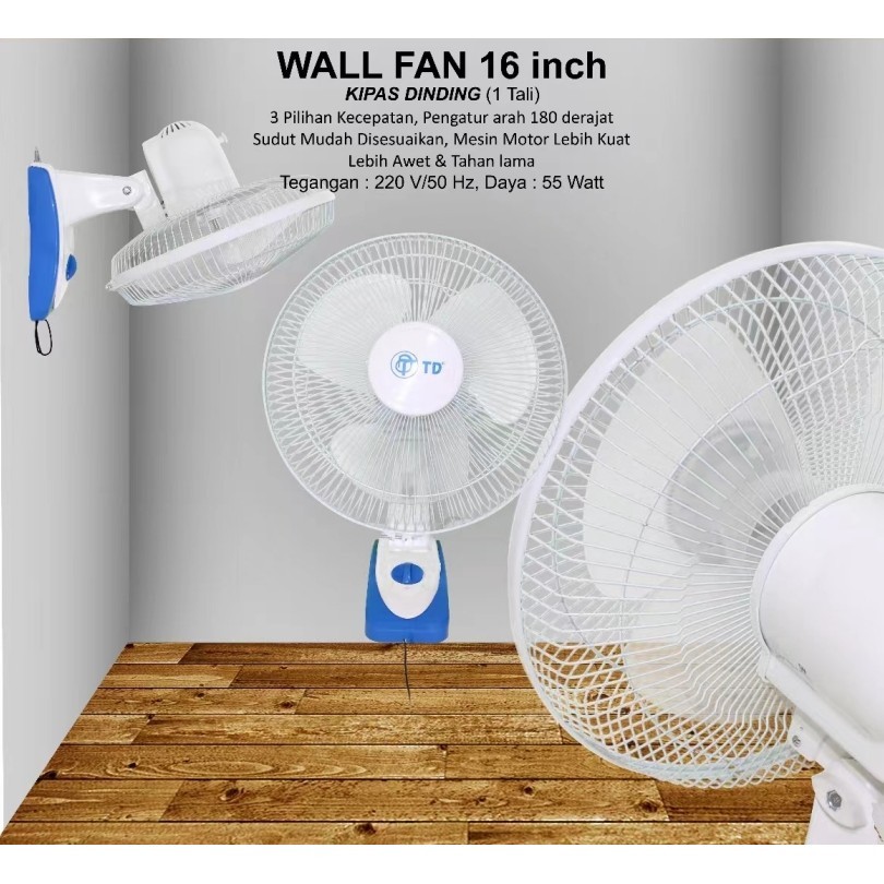 Jual WALL FAN TD MODEL LAMA 1 TALI/ WALL FAN TD/ KIPAS ANGIN DINDING 16 inch BERKUALITAS TINGGI ...