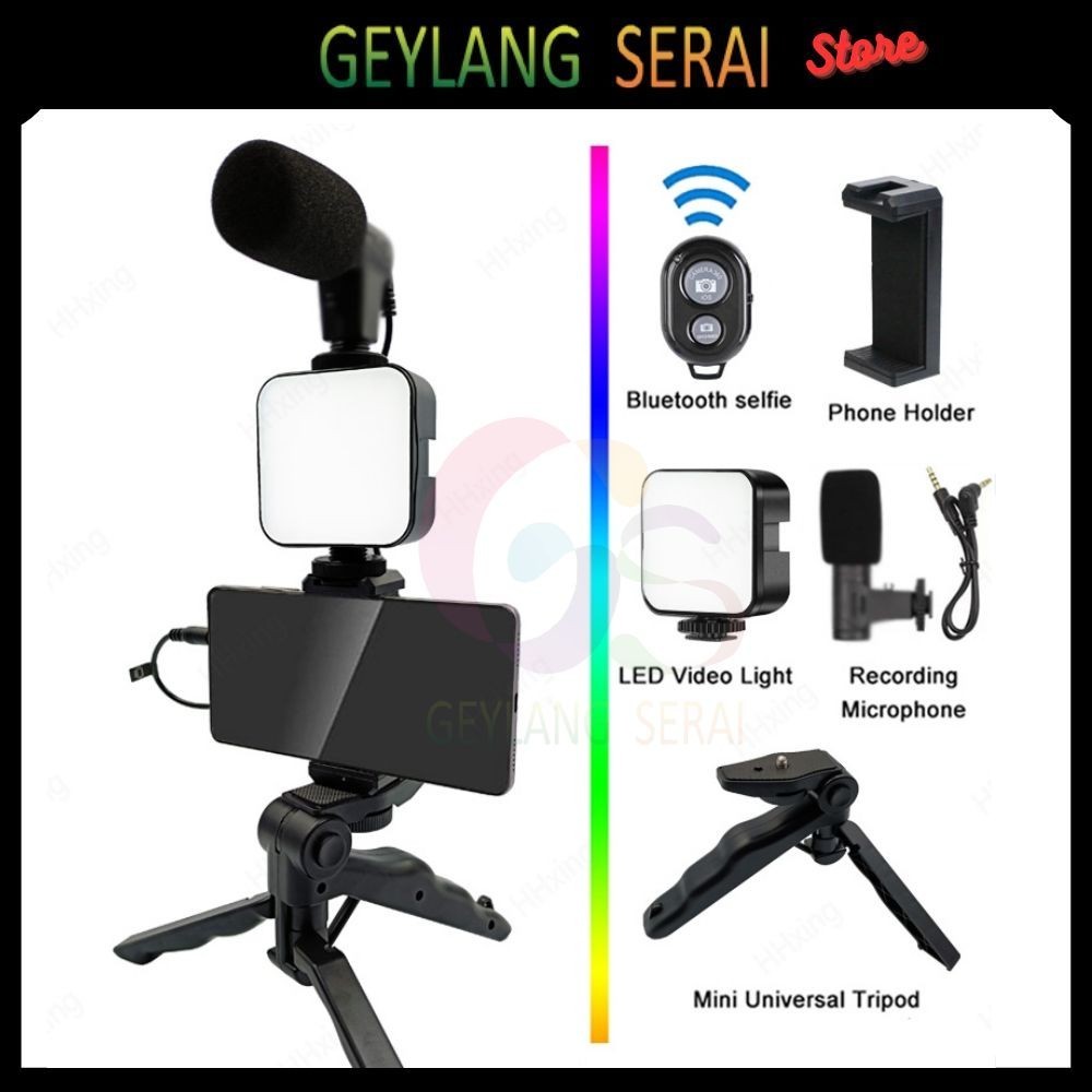 Jual Kit Vlog Hp Smartphone dengan Tripod Remote Bluetooth mikrofon ...