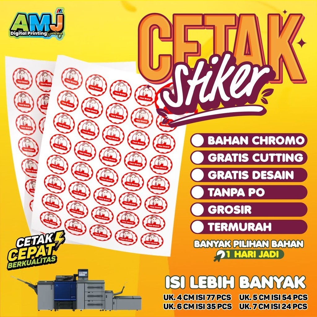 Jual [Print & Cutt] Cetak stiker A3+ Sudah Potong Putus /Setengah putus ...