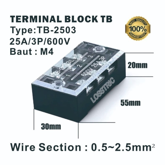 Jual TERMINAL BLOCK TB 2503 (25A 3Pole) | Shopee Indonesia