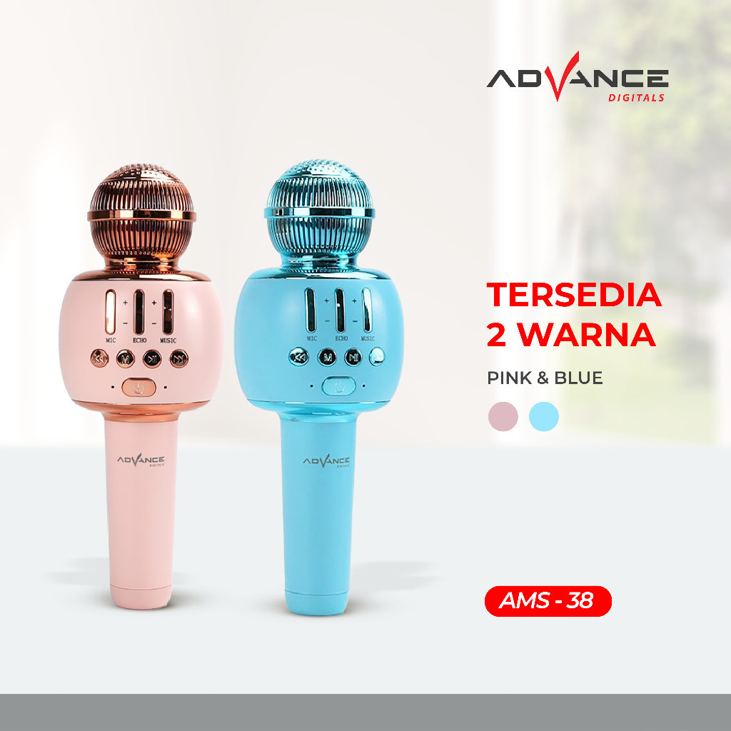 Jual Advance Mic Wireless AMS-38 Bluetooth Karaoke Player Microphone ...