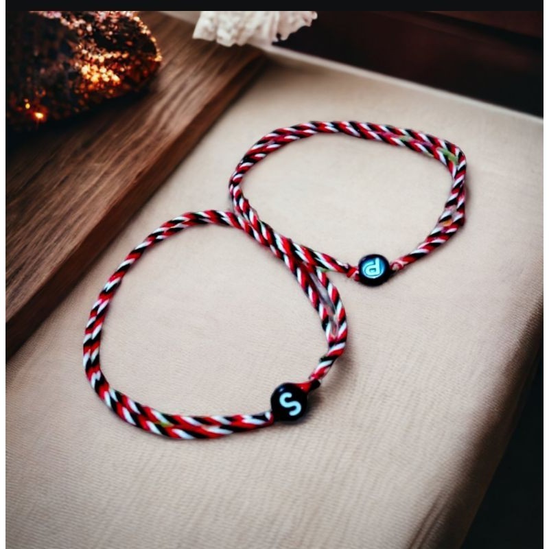 Jual Promo gelang tridatu inisial huruf alfabet bisa custom gelang tiga ...