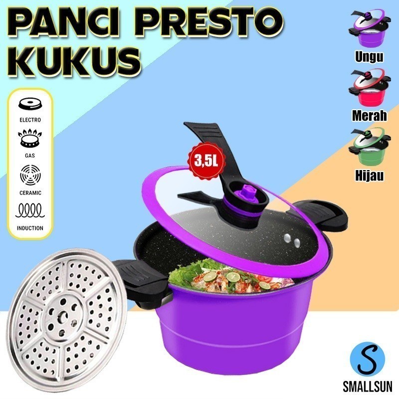 Jual Panci Presto Kukus Saringan 3.5 Liter Pressure Cooker Pot Multifungsi ~ GMT | Shopee Indonesia