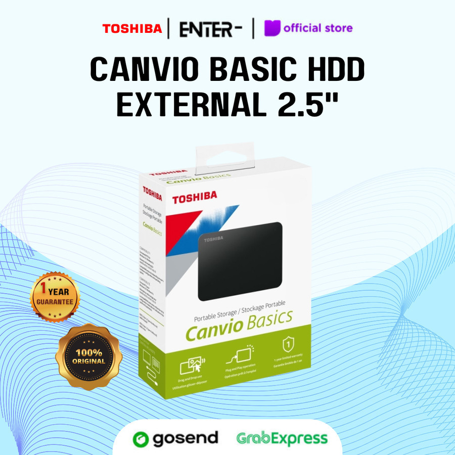 Jual Toshiba Canvio Basic Hardisk Eksternal 1TB / 2TB - HITAM | Shopee Indonesia