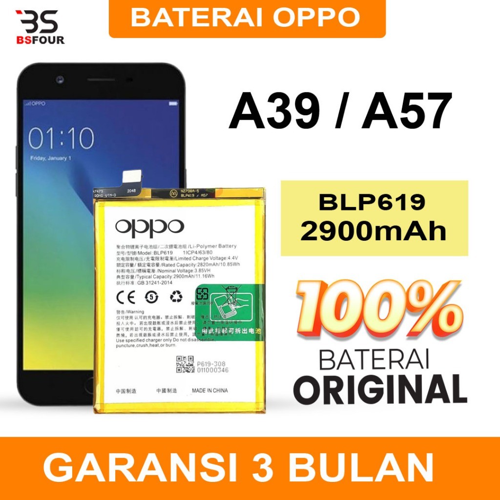 Jual BATERAI BATRAI OPPO A39 A57 2016 BLP619 ORIGINAL BATTERY | Shopee ...