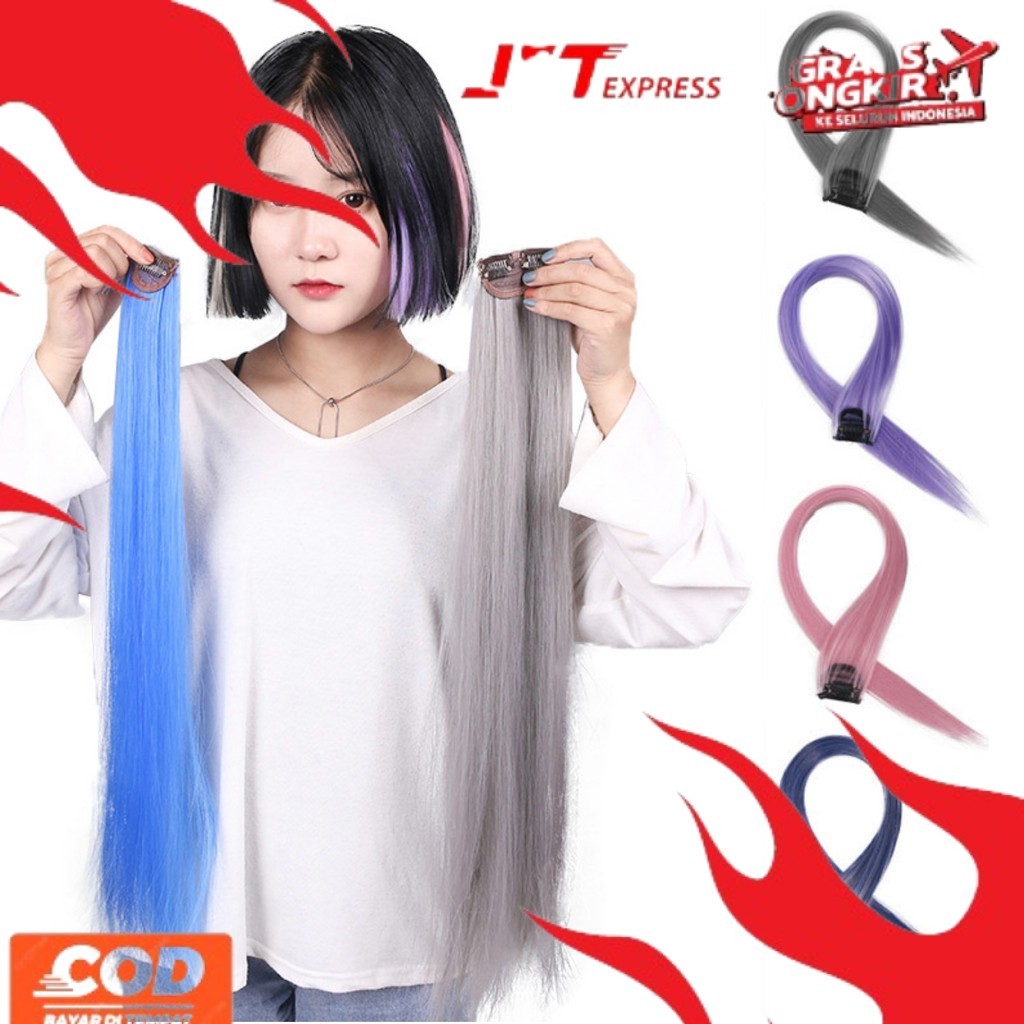 Jual TREND baru Hlb Highlight Ombre Gradasi Tebal Lebar Clip On 55Cm ...