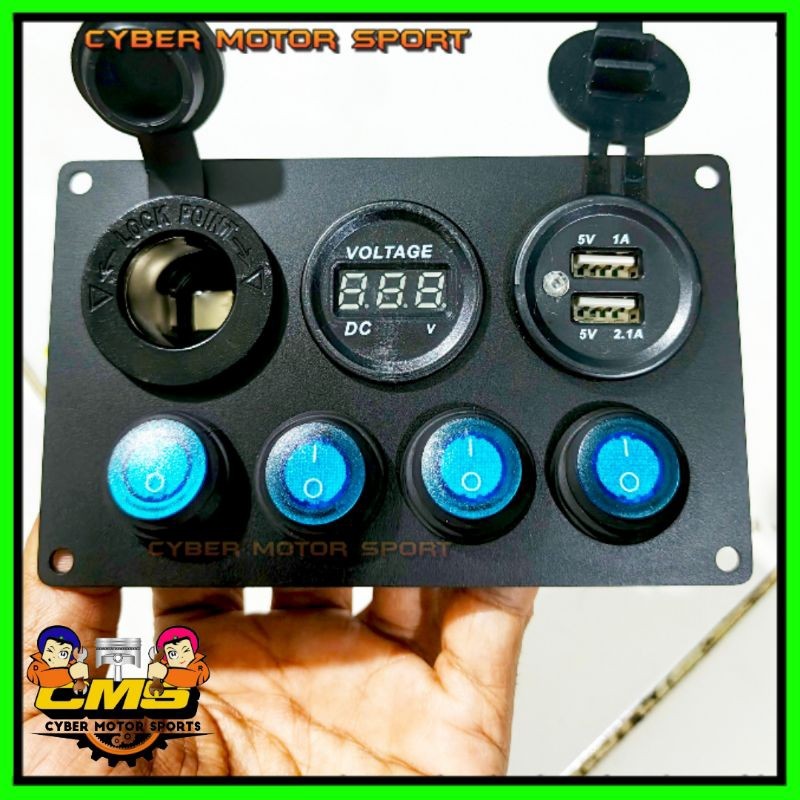 Jual instrunen dashboard panel saklar 4 tombol DC outlet Volt meter ...