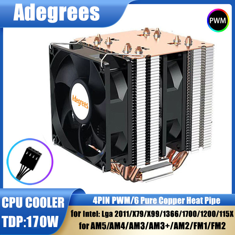 Jual 6 Heat Pipe CPU Air Cooler 4Pin PWM X99 Processor CPU Fan 170W for ...
