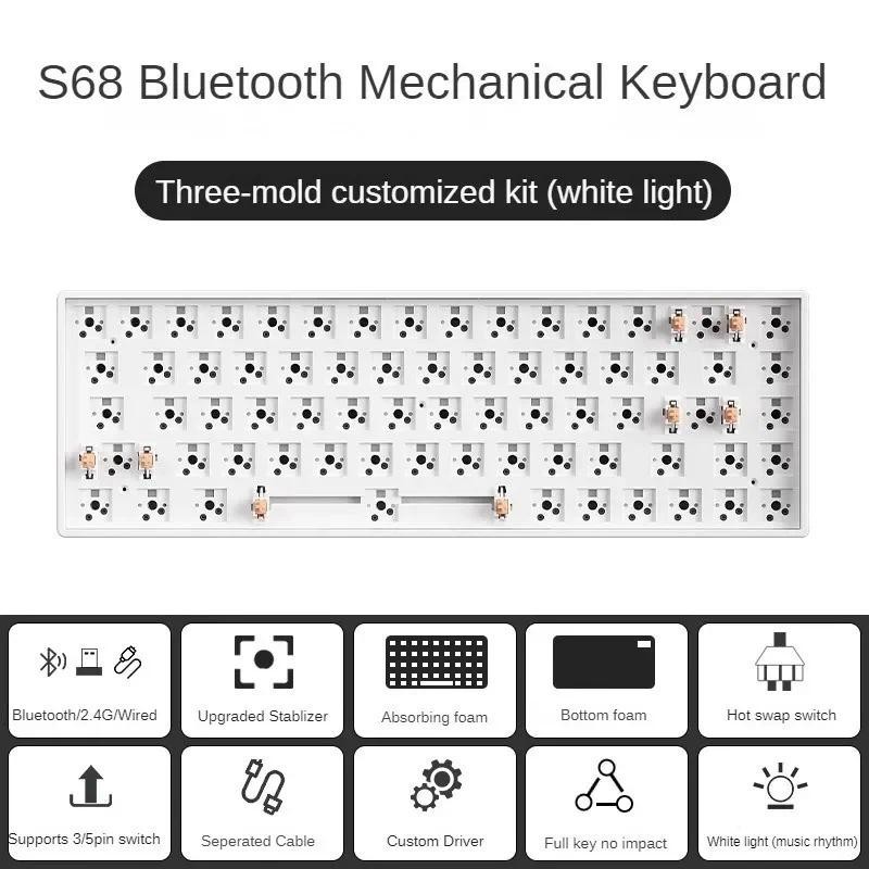 Jual 【White Light】MATHEW S68 Three Mode Mechanical Keyboard Barebone 68 ...