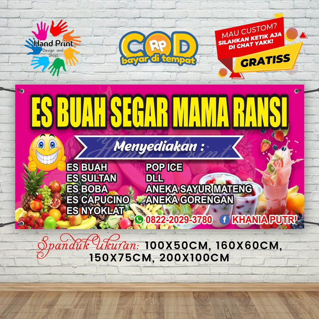 Jual Cetak Spanduk Banner Es Buah Segar Ungu MMT Spanduk Custom 200x100 ...