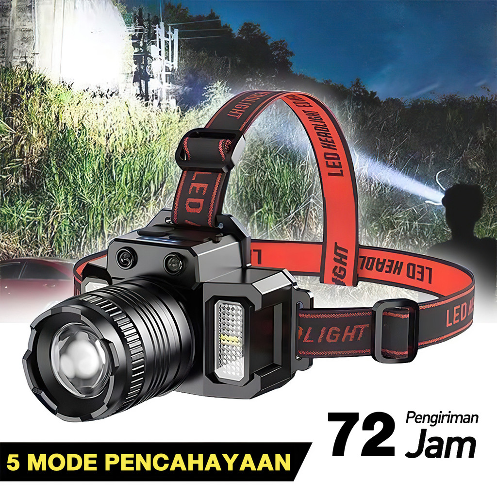 Jual Garansi 10 tahun Senter Kepala LED 500W Penerangan terus menerus ...