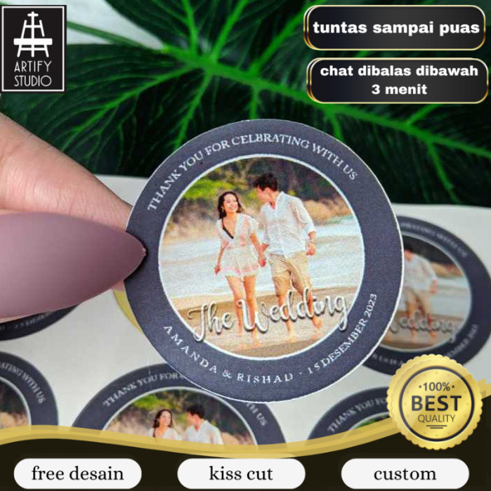 Jual Artify 9-15 Print Sticker Wedding Souvenir Stiker Bulat Chromo Custom Ucapan Nikah Free ...