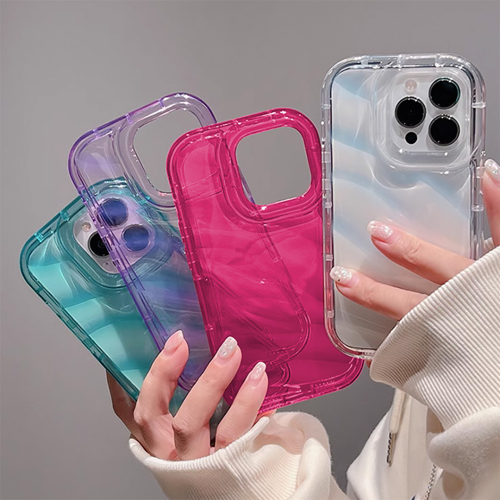 Jual 【3D Wavy Laser Cases】Casing hp Transparan pola riak For iPhone 16 ...