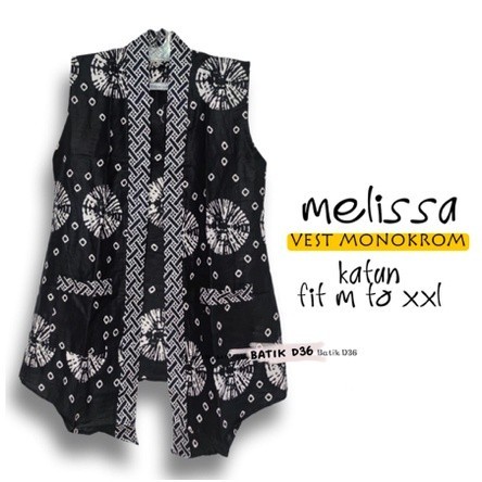 Jual BATIK MOTIF MELISSA VEST MONOKROM CARDI BATIK CANTIK CARDIGAN ...