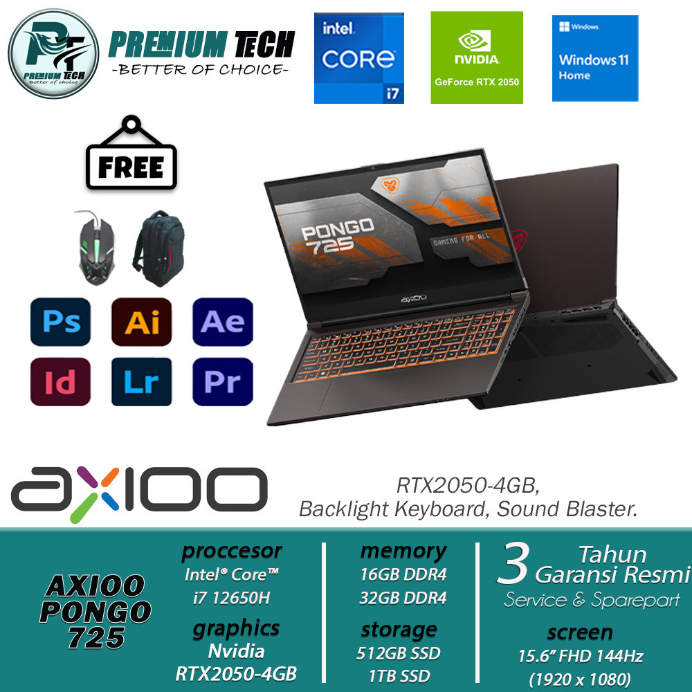 Jual Laptop Gaming Axioo Pongo 725 Intel i7 12650H RAM 16GB SSD 1TB ...