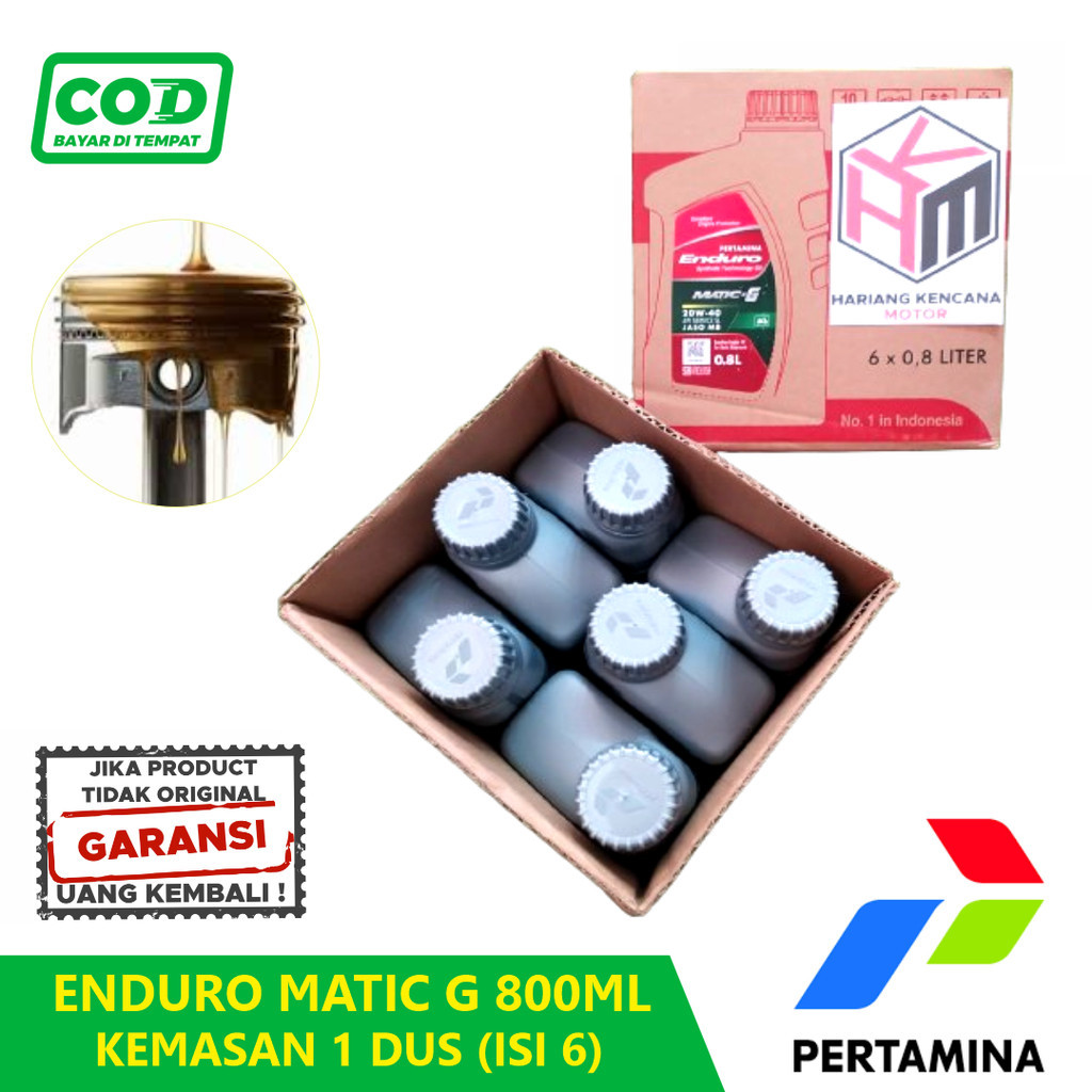 Jual Oli Mesin Pertamina Enduro Matic G 800ML SAE 20W40 1 DUS (6 botol ...