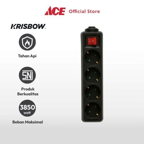 Jual Ace Krisbow Stop Kontak 4 Socket - Hitam Electric Socket Terminal ...