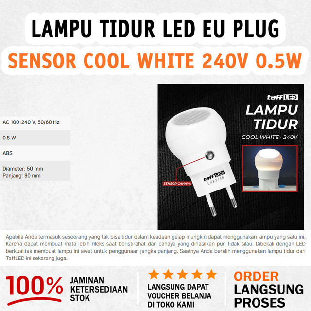 Jual Lampu Tidur | LED Sensor Cahaya Rotasi 360 Derajat - White ...