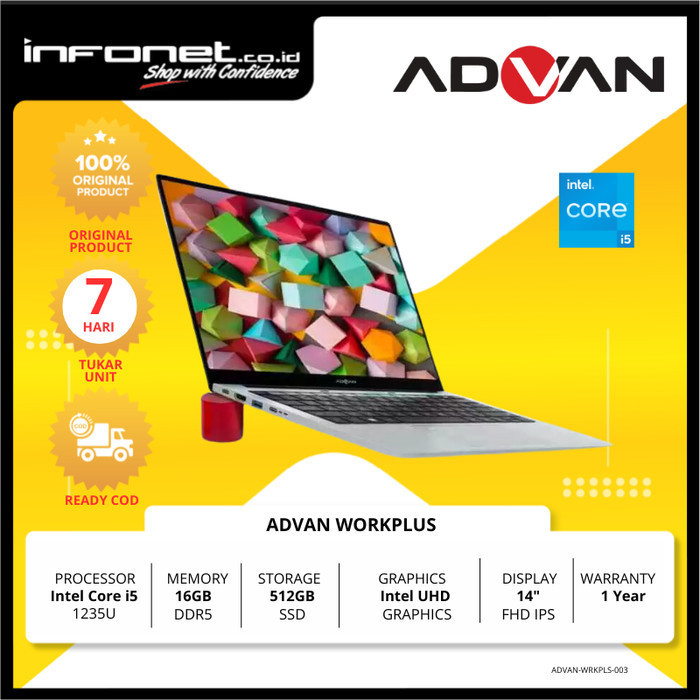 Jual ADVAN WORKPLUS I5 1235U 16GB 512GB 14" FHD IPS W11 | Shopee Indonesia