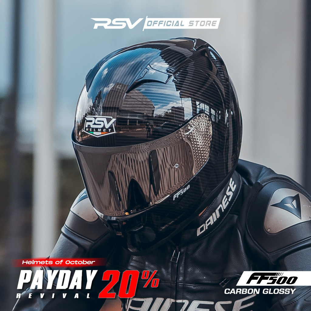 Jual HELM RSV FF500 CARBON GLOSSY PAKET GANTENG + SPOILER COD/GARANSI ...