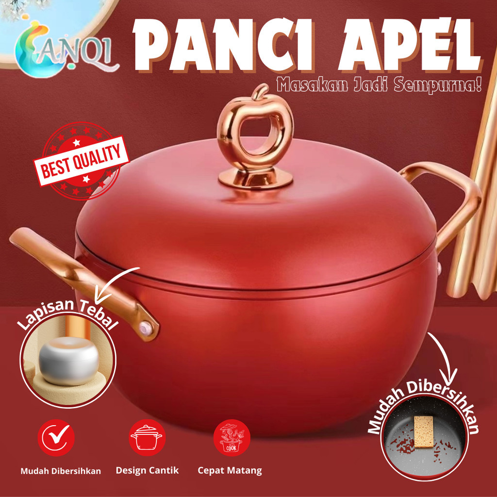 Jual ANQI SHOP Panci Exclusive Bentuk Apel Anti Lengket Diameter 26 CM ...