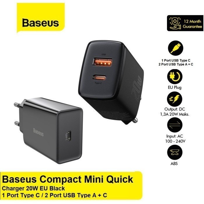 Jual PRODUK TERBARU # Baseus Charger 20W Fast Charging Single / Dual ...