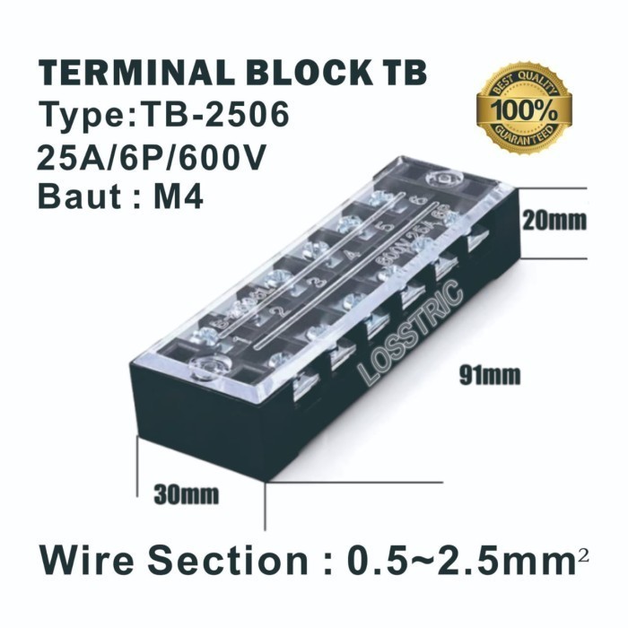 Jual TERMINAL BLOCK TB 2506 (25A 6Pole) | Shopee Indonesia