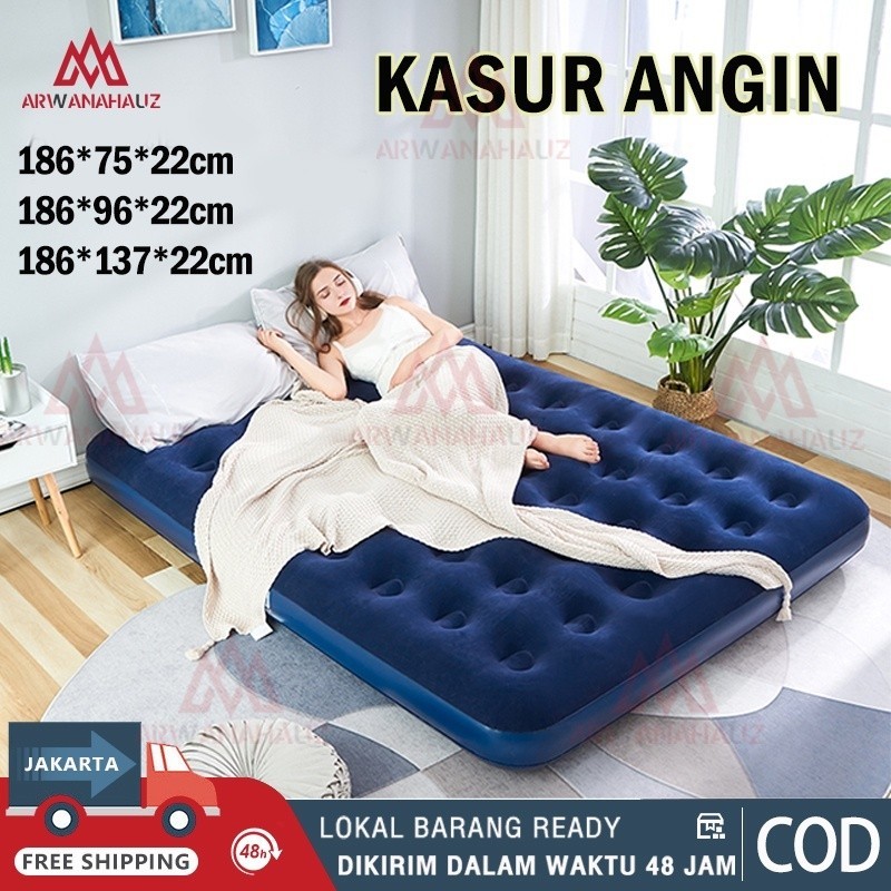 Jual DOUBLE AIR BED KASUR TIUP ANGIN DURA BEAM CREAM AIRBED FREE POMPA ...