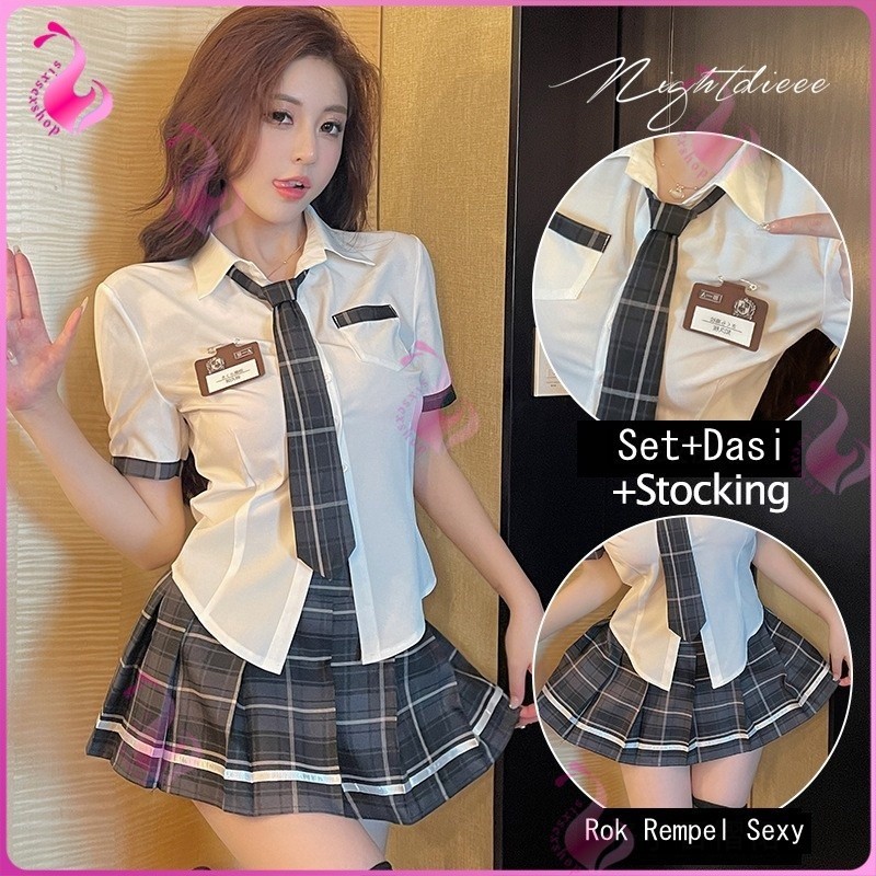 Jual Lingerie Seksi Siswa hot JK Seragam Malam Sexy Cosplay kostum Set ...