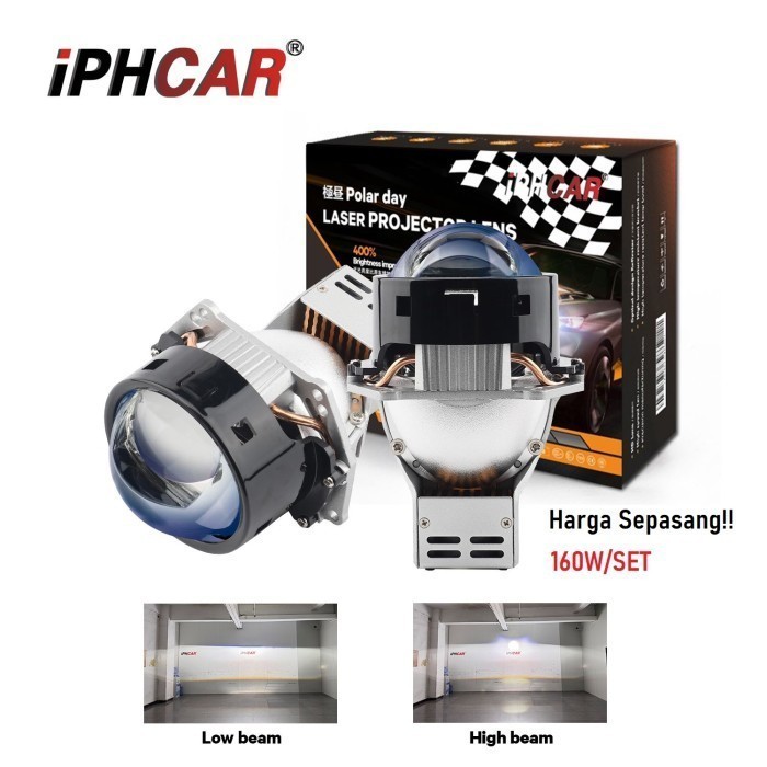 Jual Lampu BILED IPHCAR POLAR H100 80W 3 inch laser blue lens mobil ...