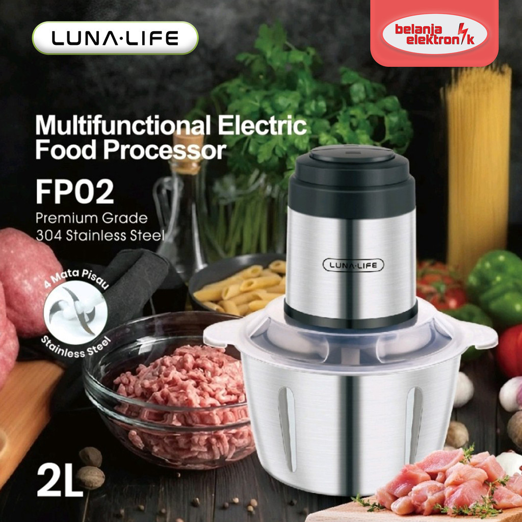 Jual LUNALIFE CHOPPER ELECTRIC FOOD PROCESSOR FP-02 2 LITER STAINLESS ...