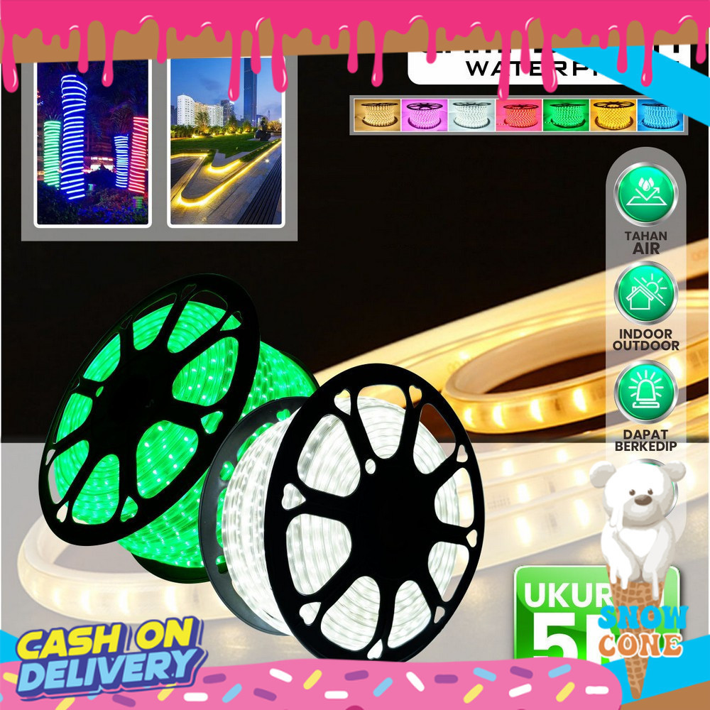 Jual Lampu LED Strip Selang 5050 UK 5M 220V Warna Warni Waterproof ...