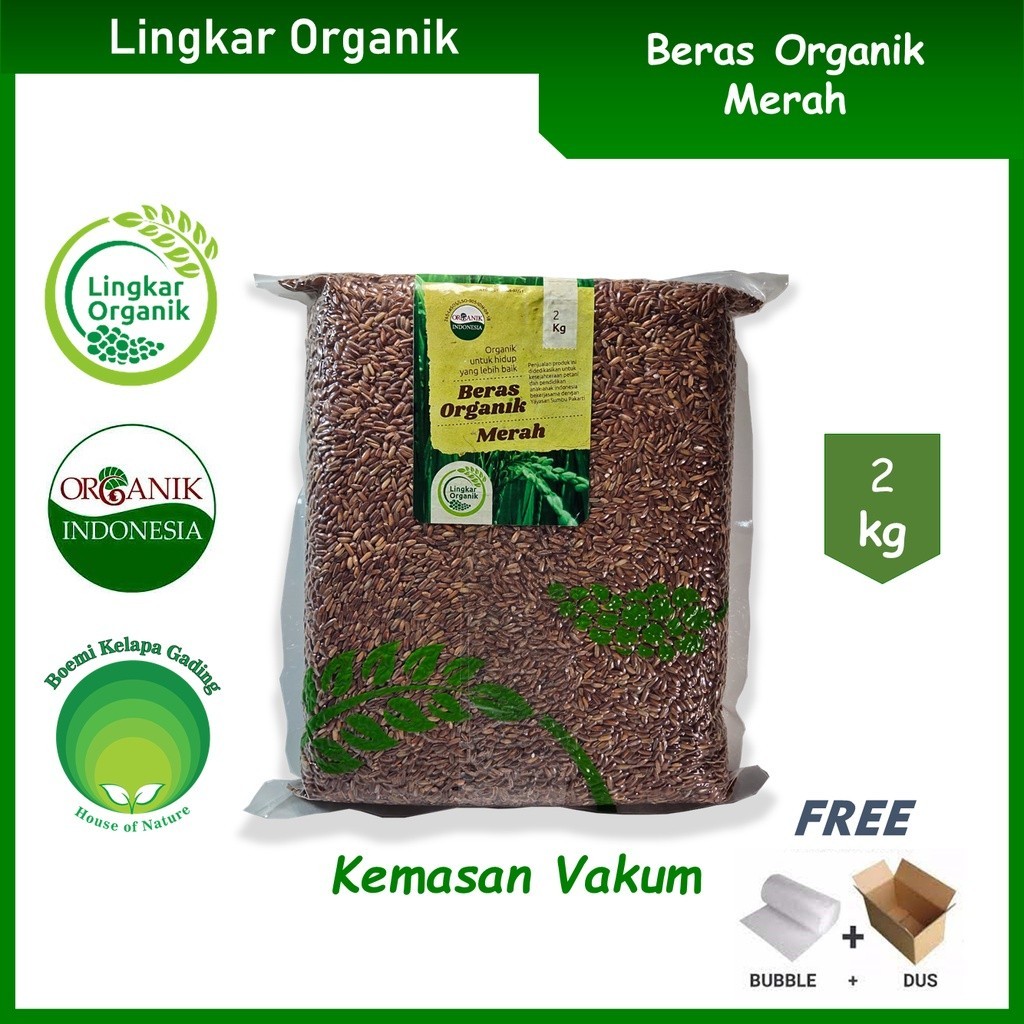 Jual Lingkar Organik Beras Merah Organik NON GMO 2 kg Kemasan Vakum ...